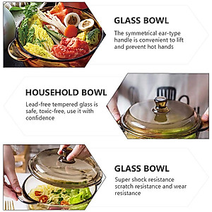 Hemoton 1pc Amphora Large Pho Bowls Ramen Noodle Pot Clear Cookware Stew Pots with Lids Restaurant Serving Bowl Fruit Bowl Baking Dish with Lid - Bowl Glass Salad Salt Toddler