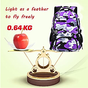 Ladyzone Camo School Backpack Lightweight Schoolbag Travel Camp Outdoor Daypack (BL Camo Purple)