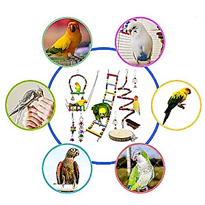 VolksRose Bird Swing Toys 10 Packs, Parrot Hammock Bell Toys Parrot Cage Toy Bird Perch with Wood Beads Hanging for Small Parakeets, Cockatiels, Conures, Budgie, Macaws, Parrots, Mynah, Love Birds