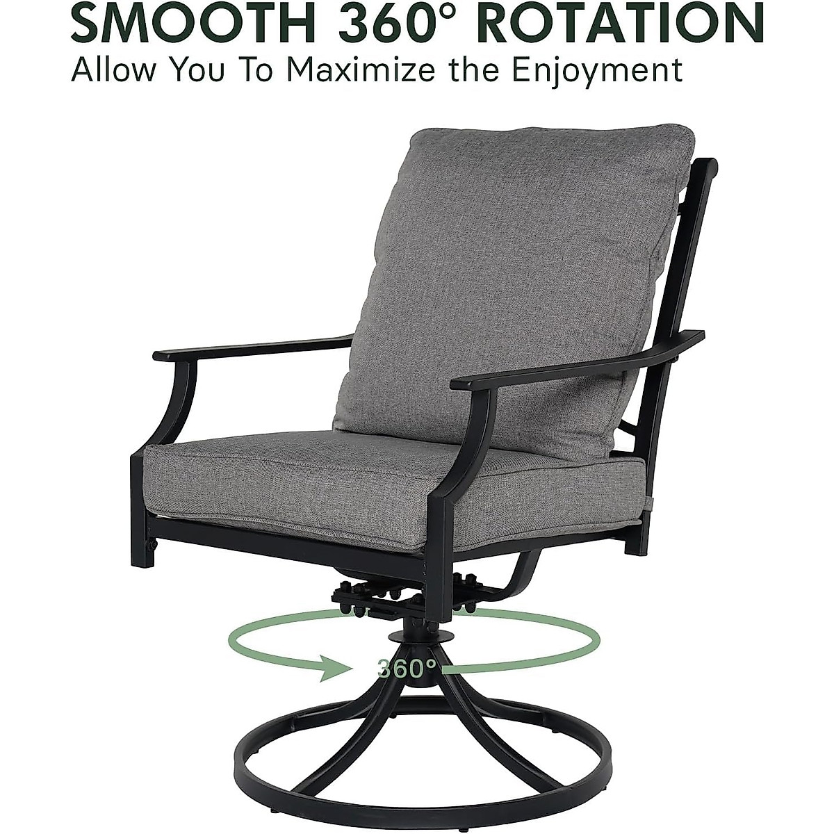 Grand patio Patio Dining Set for 2, E-Coated Outdoor Dining Set, 2 Swivel Dining Chairs Outdoor Furniture Set with Olefin Cushions, Grey