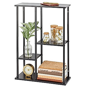 mDesign Metal Wall Decor Storage Organizer Display Shelf - 4-Tier - Hang in Bathroom, Kitchen, Entryway, Hallway, Mudroom, Bedroom, Laundry Room - Wall Mount - Black