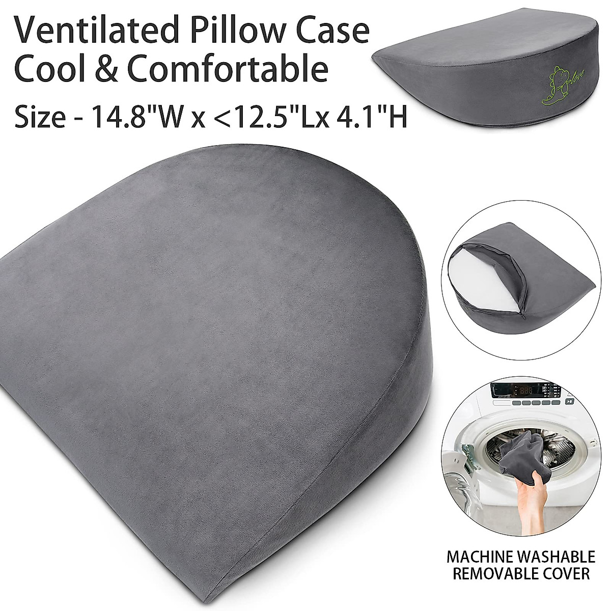 HUWLUIWA Pregnancy Wedge Pillow for Sleeping, Maternity Wedge Pillow for Back Support, Memory Foam Wedge Pillow for Side Sleeping & Belly Support Grey