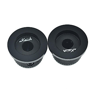 2-Pack Set Screw Style Aluminium Potentiometer Knobs 1/4" Universal Top Hat Knobs Bell Volume Tone Control Knobs for Guitar/Bass/AMPS/Preamps Black