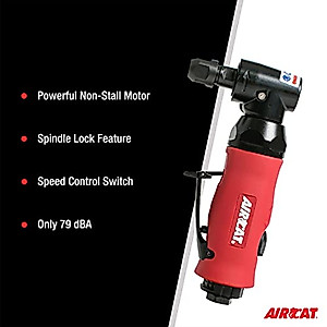 AIRCAT Pneumatic Tools 6280 .75 HP Angle Die Grinder with Spindle Lock 18,000 RPM