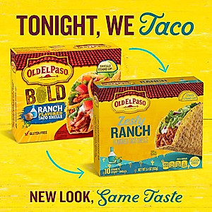 Old El Paso Stand ‘N Stuff Taco Shells, Zesty Ranch Flavored, Gluten Free Crunchy Corn Taco Shells, 10 Count, 5.4 oz (Pack of 6)