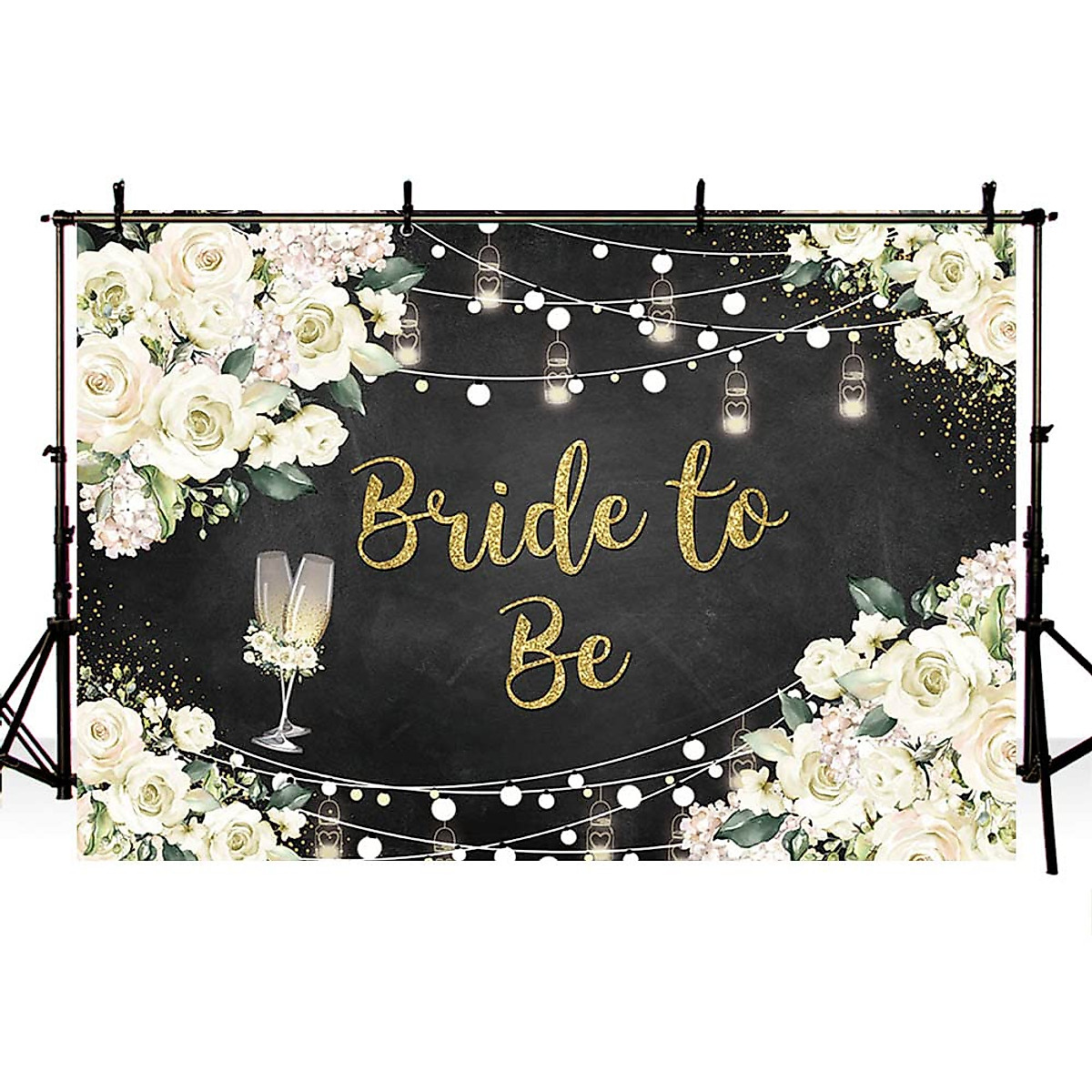 AIBIIN 10x7ft White Floral Bride to Be Backdrop Bridal Shower Party Decorations Supplies for Couples Wedding Miss to Mrs Engagement Ceremony Anniversary Chalkboard Photography Background Banner Props