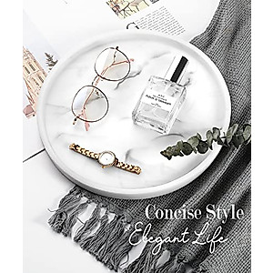 Shinowa Vanity Tray, Resin Bathroom Decorative Tray Catchall Organizer Jewelry Dish Tray for Bathroom Bedroom Counter-top Vanity Organization Vanity Table Jewelry Organizer, White Marble