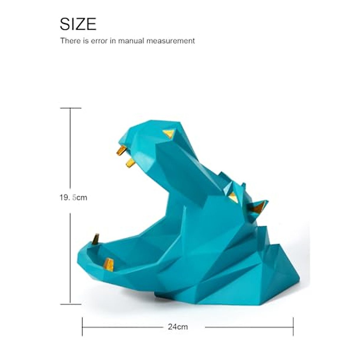 HAUCOZE Candy Dish Cookie Jar Hippo Gifts Sculpture Modern Decor Statue Table Centerpiece Crafts Polyresin Figurine Arts Blue 7.8inch