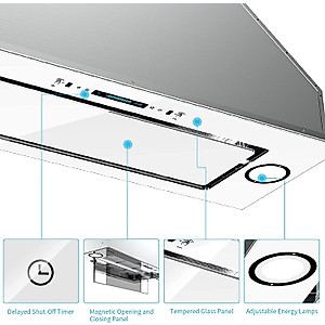 IKTCH New 30" Range Hood Insert, 900 CFM Ducted/Ductless Range Hood with 4 Speed Fan, White Stainless Steel & Tempered Glass Range Hood 30 inch with Gesture Sensing&Touch Control Making life Smarter