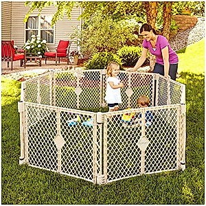 Toddleroo by North States Superyard Indoor/Outdoor 8-Panel Play Baby Yard, Made in USA: Safe play area anywhere. Freestanding. 18.5 sq. ft. enclosure or 6.5 ft. corner to corner (26" Tall, Sand)