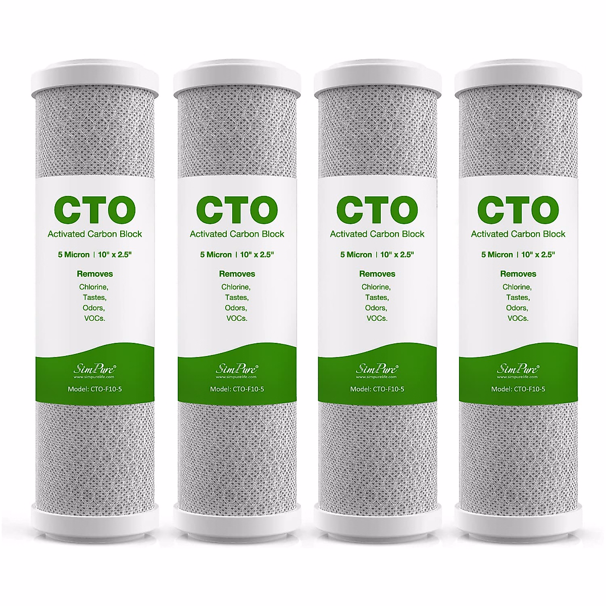 SimPure 5 Micron 10" x 2.5" Whole House Carbon Sediment Water Filter Cartridge Replacement for Home Under-Sink & Countertop Filtration System