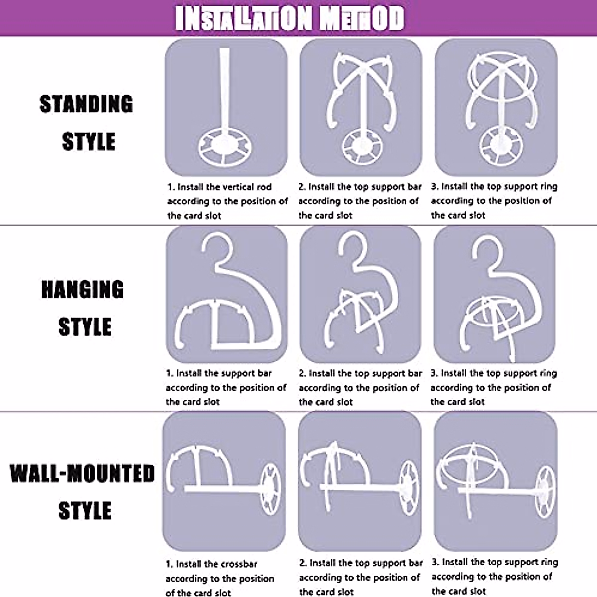 GEER Wig Stand,4 Packs Multifunctional Folding Portable Wall-Mounted Wig Holder Hanging Wig Stands Vertical Wig Hanger for All Wigs and Hats