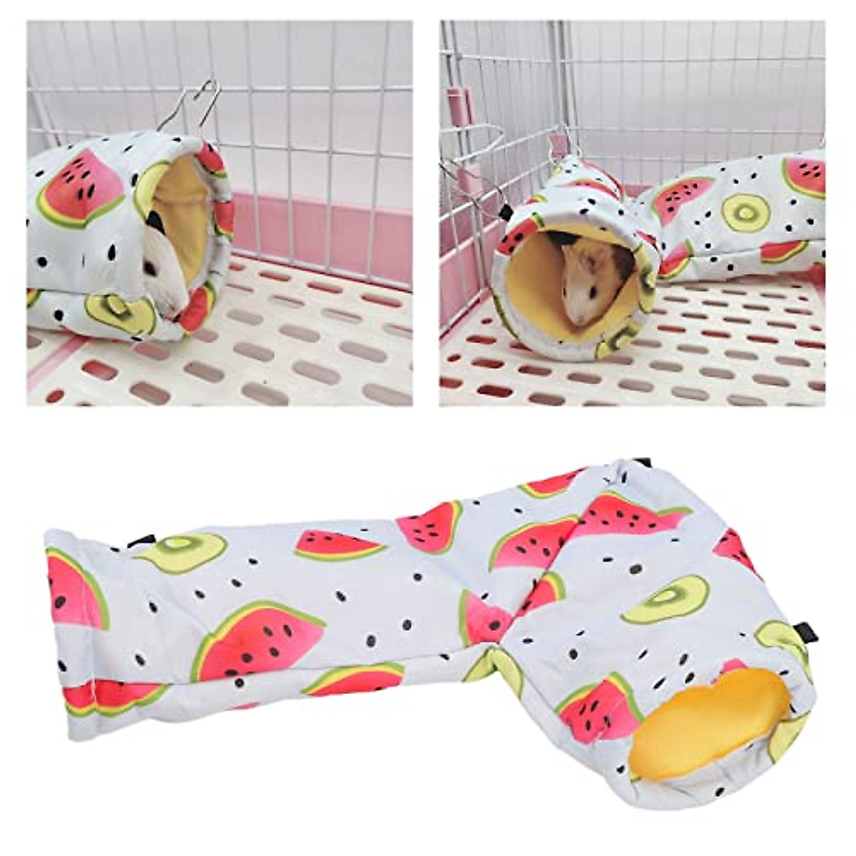 Hamster Tunnel Bed,Funny Hamster Corner Hideaway Tunnel Fruit Pattern Small Pet Tunnel Toy for Ferret Rat Chinchillas Hammock Sleeper Cage Accessories