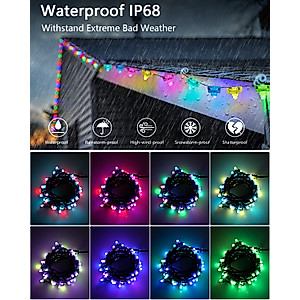 ALITOVE 12V WS2811 LED Pixels Addressable RGB Outdoor String Lights 50pcs 12mm Diffused Digital Dream Color Programmable LED Square Module Lights Waterproof IP68 for LED Screen Billboard Holiday
