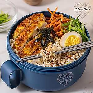 AI LOVE PEACE Microwave Ramen Bowl Set Noodle Bowls With Lid Speedy Ramen Cooker In Minutes BPA Free and Dishwasher Safe For Office College Dorm Room Instant Cooking (Pink)