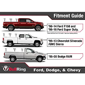 Bull Ring Retractable Truck Bed Tie Down Anchors, 98-12 Ford Ranger, 98-14 F150, 98-16 F250 & F350 Super Duty, 99-13 Silverado, 99-13 Sierra 1500 2500 & 3500, 95-18 RAM 1500 2500 & 3500 (1 Pair)