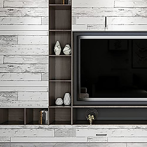 Art3d 120"x17.3" Peel and Stick Wallpaper - Decorative Self Adhesive Contact Paper for Cabinets Countertop Shelf Kitchen Wallpaper,White-Washed