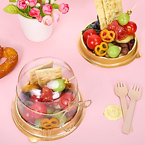 Whaline 50Pcs 4.3Inch Disposable Individual Charcuterie Cup Clear Plastic Cupcake Container Single Dessert Holders with Lids for Food Favor Display Charcuterie Grazing Table Catered Event Wedding