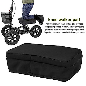 iayokocc Knee Walker Pad Cover- Memory Foam Knee Walker Cushion for Cover Knee Scooter Cushion- Improves Comfort,Soft Padding Fits Most Walkers(Black)