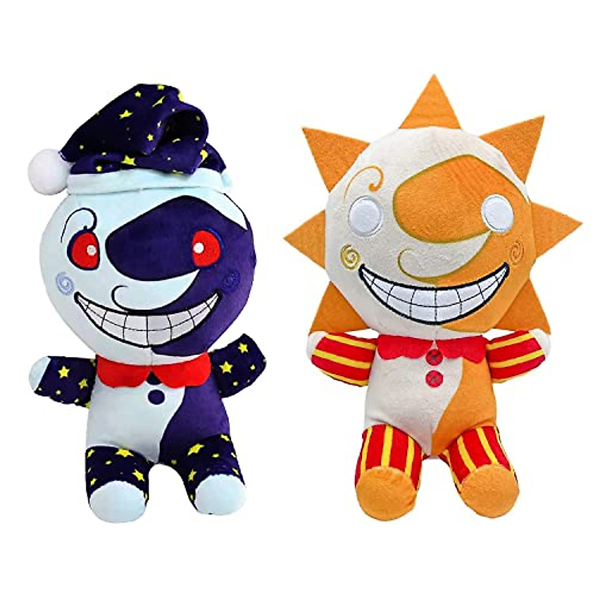 XIUMON Sundrop and Moondrop Plush Toy, Sun and Moon Stuffed Animal,Clown Figure Cartoon Plush for Fans Birthday Gift (2PCS)