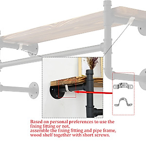 WEBI Wall Mounted Clothes Rack with Shelf,32" Industrial Pipe Clothing Rack with Shelves,Heavy Duty Iron Garment Rack Bar,Retail Display Clothes Rod for Clothes,Laundry Room,Black