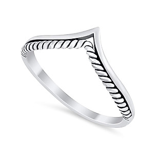 Blue Apple Co. Sterling Silver Size-7 Midi Thumb Ring V Band Chevron Plain Solid Heart Cabl Round 925 Sterling Silver