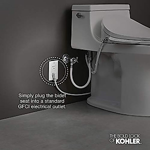KOHLER 18751-0 PureWash E525 Elongated Warm Water Bidet Toilet Seat, Electric Bidets for Existing Toilets, Adjustable Bidet Sprayer, White
