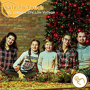 Ollny Cluster Lights for Christmas Tree, 600LED 30ft Red and Green Christmas Lights Outdoor 8 Modes Timer Remote, Waterproof String Lights for Indoor Outside Garland Xmas Decorations