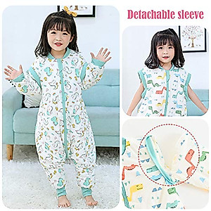 Happy Cherry Baby Sleep Sack with Feet Winter Thicken Toddler Sleeping Bag Infant Newborn Cotton Swaddle Wearable Blanket with Detachable Sleeves