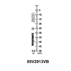Elimedical Veterinary Insulin Syringe, U-100, 0.5cc (ml), 29g x 1/2 inch (12.7mm), Individually Packed, for Pet Cat or Dog, 100 per Box, 05V2913VB