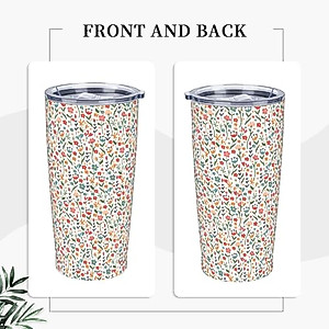 Yaxongx 20oz Tumbler Cartoon Beautiful Flower Field Double Wall Vacuum Insulated Coffee Mug with Lid and Metal Straw Brush Reusable Stainless Steel Water Bottle Travel Cup Gifts for Car
