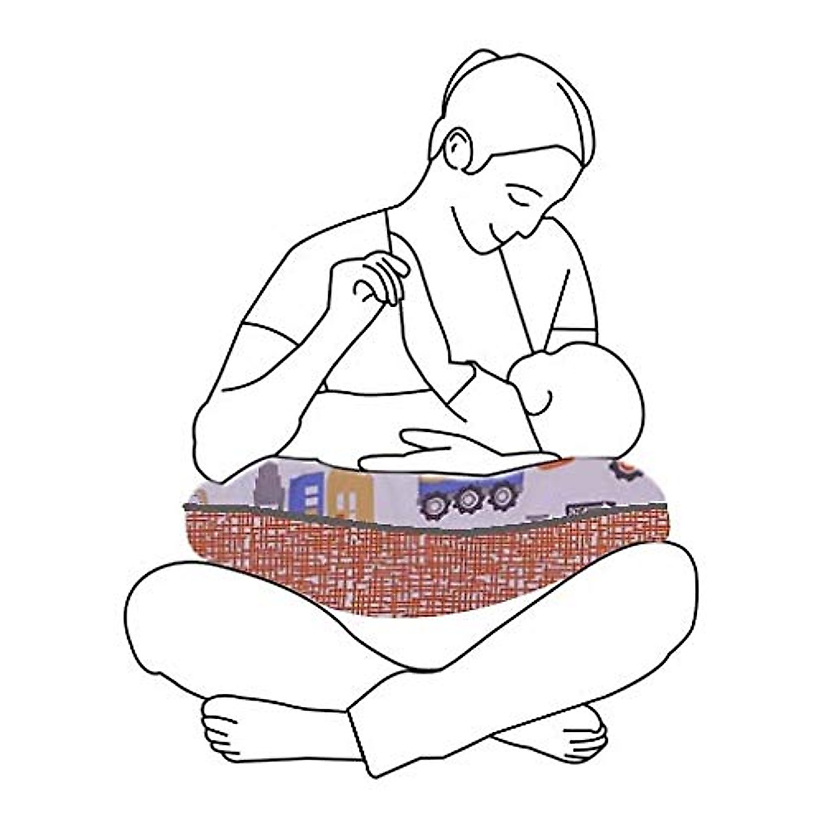 Bacati - Construction Multicolor Boys Nursing Pillow with POLYFILLED Insert Ultra-Soft 100% Cotton Fabric in a Fashionable Two-Sided Design