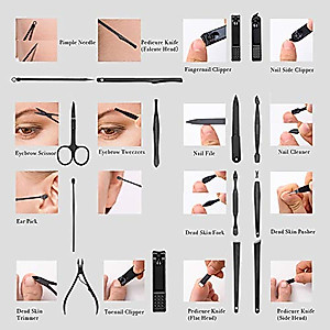 16 Pieces Manicure Set with PU Leather Case, Personal Care Tool, Gifts for Men/Women, Anniversary, Christmas, Birthday, Married Couples Anniversary, Stocking Stuffers