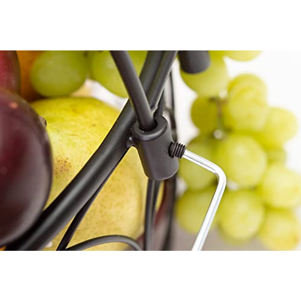 TutiFruti Fruit Bowl With Banana Holder, Fruits on Basket Do No Top Over, Conveniently Balanced, The Size and Color Your Family Expects. (Black Satin), 16X12.