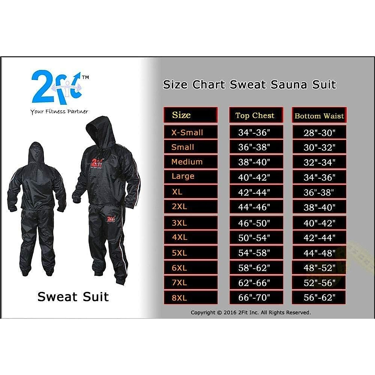 2Fit Heavy Duty Sweat Suit Sauna Exercise Gym Suit Fitness, Weight Loss, AntiRip (4XL)