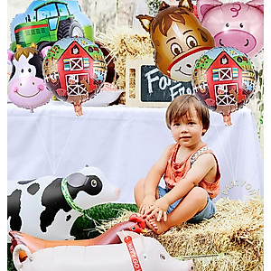 12 Pieces Farm Animals Balloons, Foil Balloons for Farm Animal Birthday Party Supplies Farm Barnyard Theme Birthday Baby Shower Party Decorations
