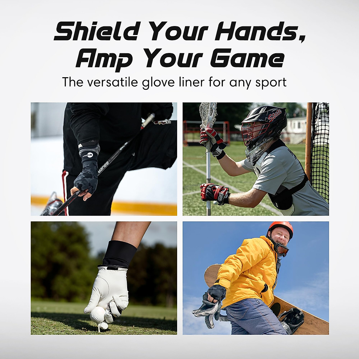 Wickers Fingerless Athletic Gloves Liners Men (Medium Black) - Sport Gloves Liner, Lacrosse Glove Liners, Ski Glove Liners, Thin Glove Liners Men, Pickleball Gloves Liner, Hockey Gloves Liners