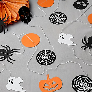 KatchOn, Orange and Black Halloween Garland - 6.5 Feet, 8 String | Halloween Pumpkin Garland, Halloween Decorations | Skull Garland Halloween | Halloween Hanging Garland, Halloween Party Decorations