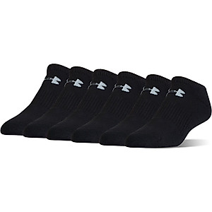 Under Armour Men`s HeatGear Performance Athletic No Show Socks, 6 Packs (Black (UR594-0999) / Anthracite/Black, Large (Men's 9-12.5))