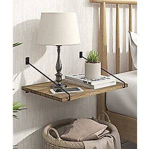 Maxpeuvon Deep Floating Shelves, 12" Deep Wood Wall Mounted Shelf Rustic Large Storage Rack for Home Decor Disply, Cat Hanging Organizer for Bedroom Bathroom Kitchen Living Room Laundry, Set of 2