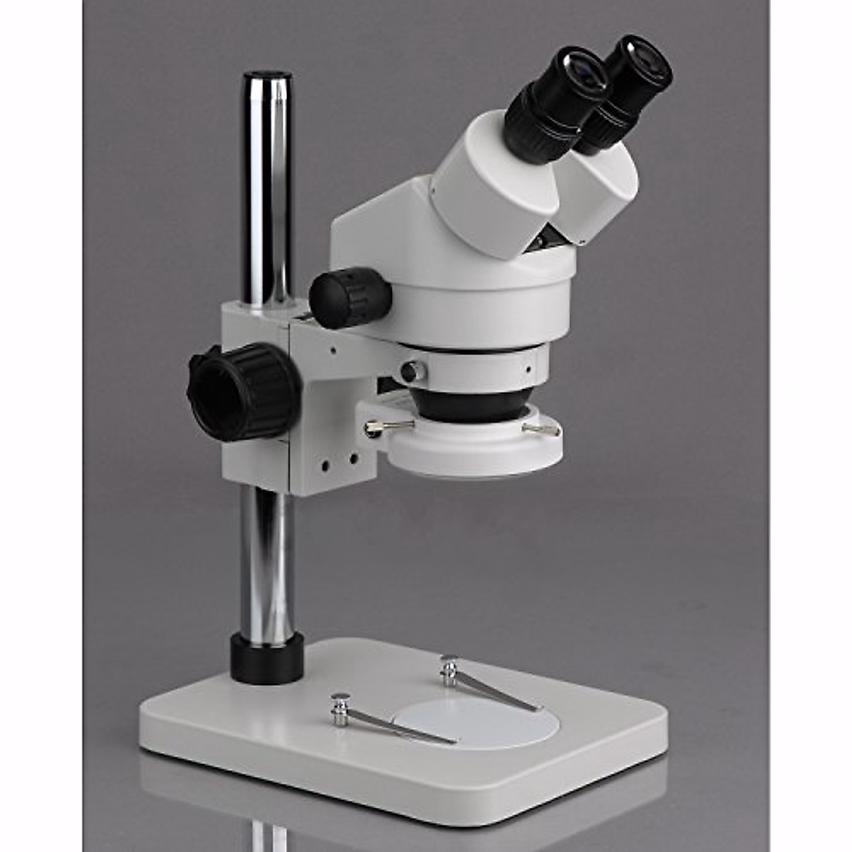 7X-45X Stereo Binocular Microscope with 14" Pillar Stand & 64-LED Ring Light
