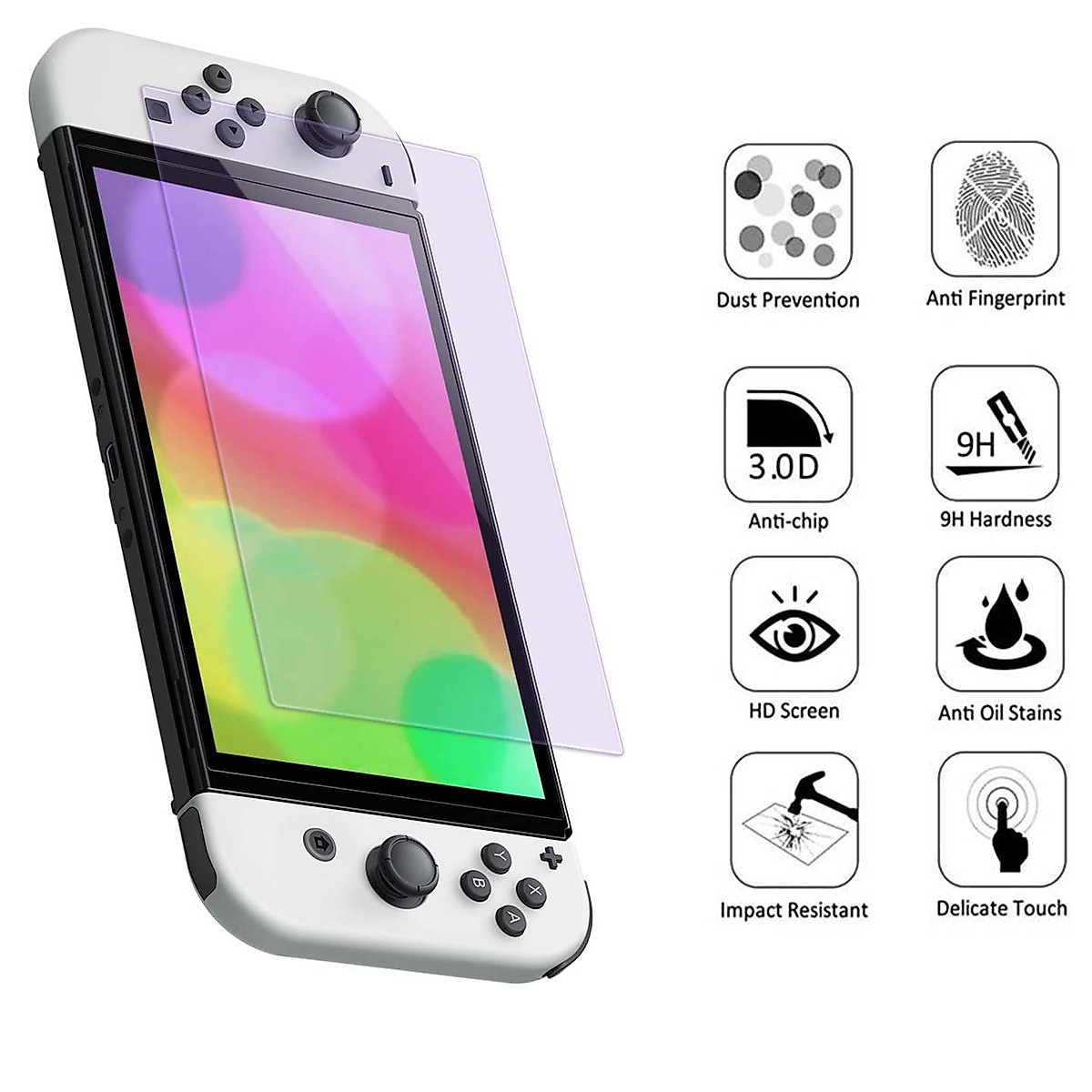 for Nintendo Switch OLED (2021) Anti Blue Light Tempered Glass Screen Protector, Eye Protection, ZenHoo