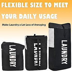 Laundry Backpack Bag Travel Laundry Backpack Extra Large Heavy Duty with Shoulder Straps Camp Nylon Laundry Hamper Bag with Drawstring Closure for College, Travel, Laundromat, Apartment, Camp (Black)