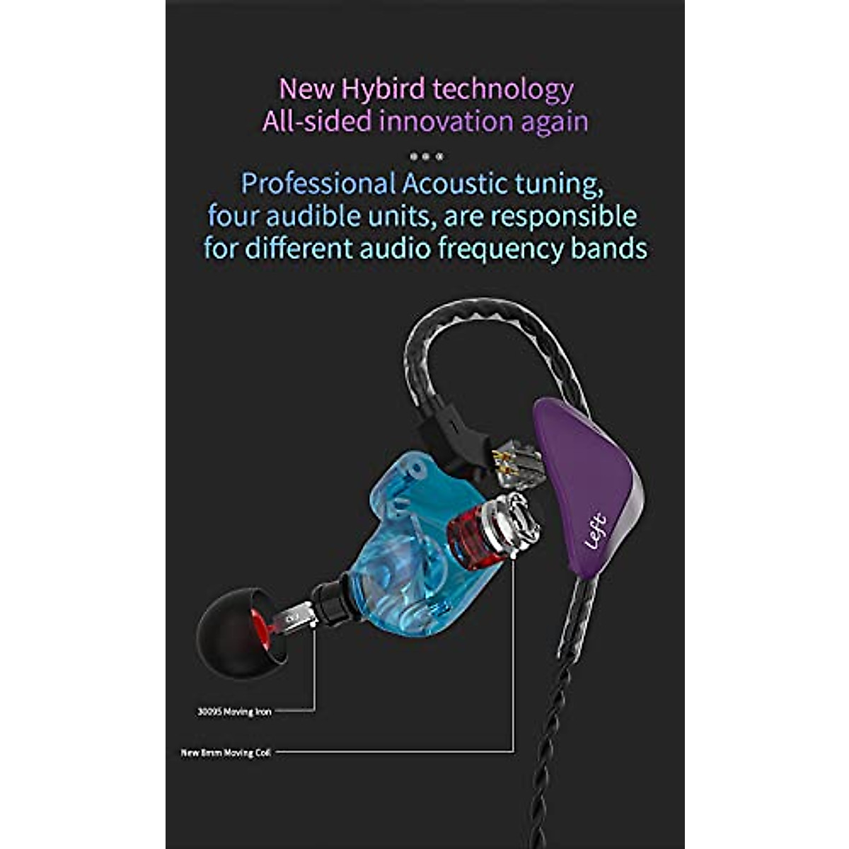 CVJ CSK IEM Earphones,FEDAI 1DD 1BA in Ear Headphone Hybrid Drivers, CCA in Ear Monitor Wired Earbuds with Detachable CPin Cable(No Mic, Black) … …