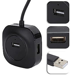 USB Hub, 4 USB2.0 Ports Adapter Charger, Ultra Slim Data Splitter PVC, 1.2 Meter / 3.9ft, Plug and Play, for Flash Hard Disk Keyboard 2.0