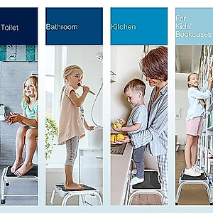 HBTower Step Stools for Adults Kids with Non-Slip Rubber Feet, Heavy Duty Stepping Stools for Bedroom Kitchen Bathroom, Bed Steps for High Beds