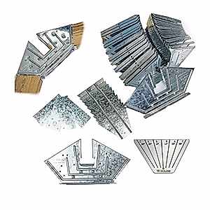 EZBUILDER 7 x 8 Foot Peak Roof Storage Shed Garage Barn DIY EZ Framing Kit with 24 Galvanized Steel Angles and 12 Base Plates (No Wood Included)