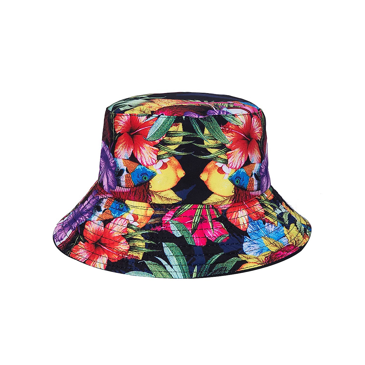 TUNEVUSE Mens Hawaiian Shirts and Shorts Set 2 Pieces Tropical Outfits Pineapple Printed Beach Shirt Suit with Bucket Hats Navy 3X-Large