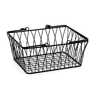 Spectrum Diversified Twist Storage Handles, Modern Farmhouse Décor Farmer’s Market-Style Wire Basket for Organizing Bathroom, Pantry & Craft Room, Medium, Black