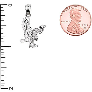 Animal Kingdom Textured Sterling Silver Landing Eagle Charm Pendant